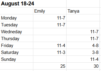 Schedule – MAYA